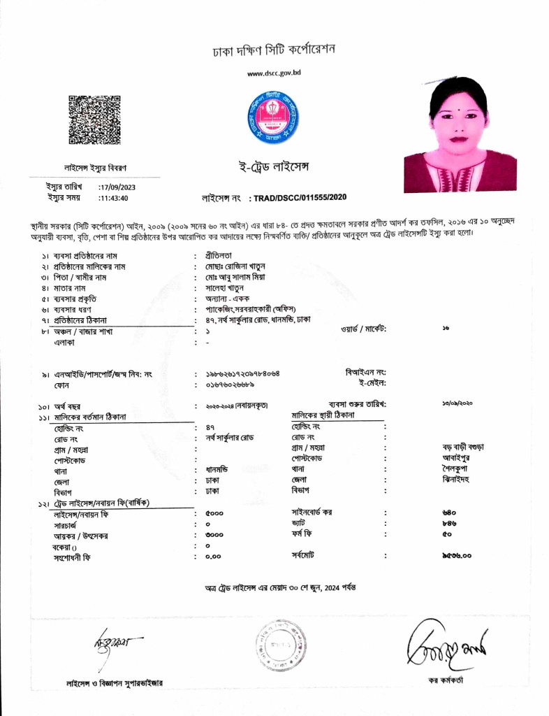 Trade License - Pritilota